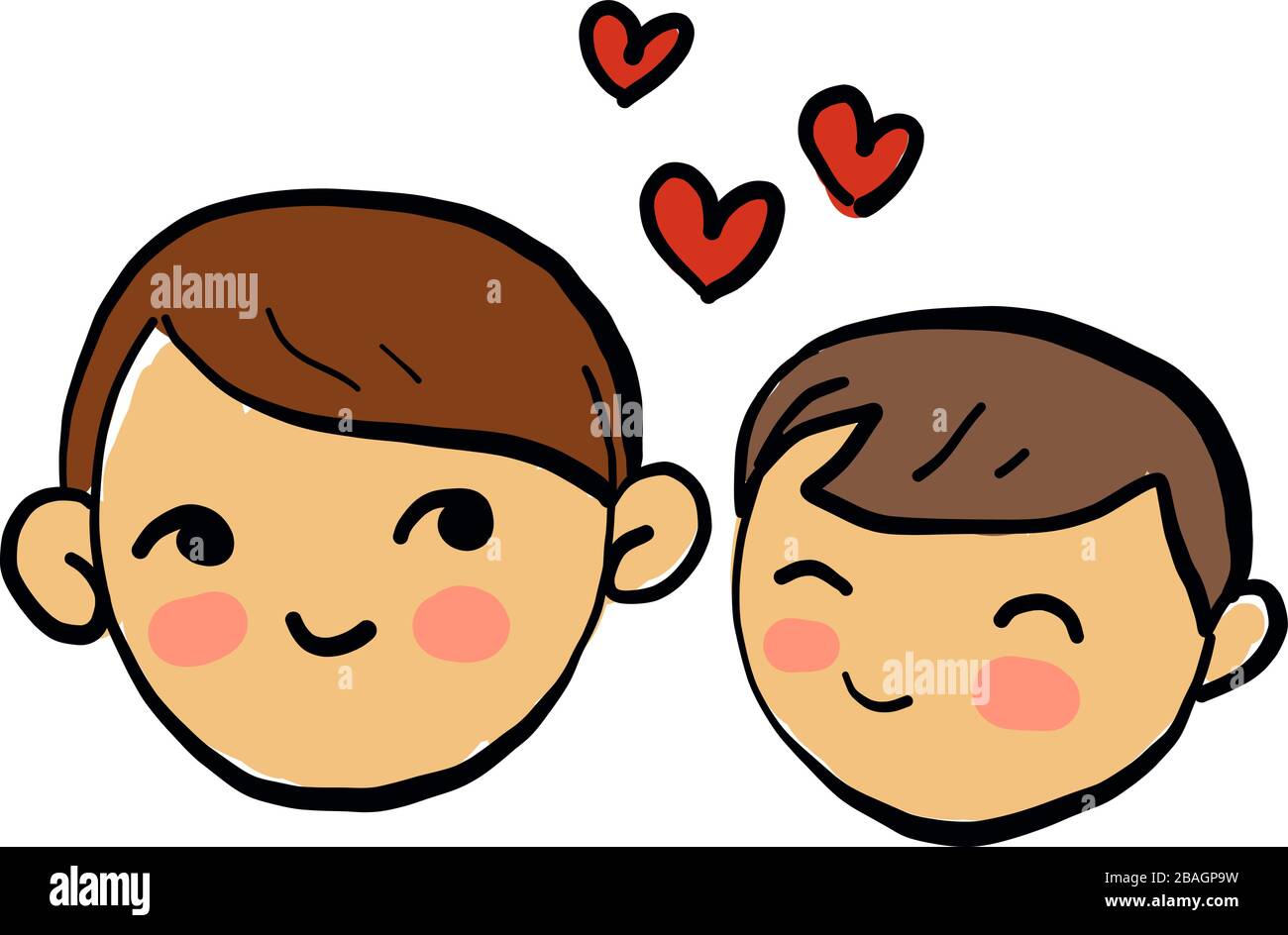 Boys in love, illustration, vector on white background Stock Vector ...