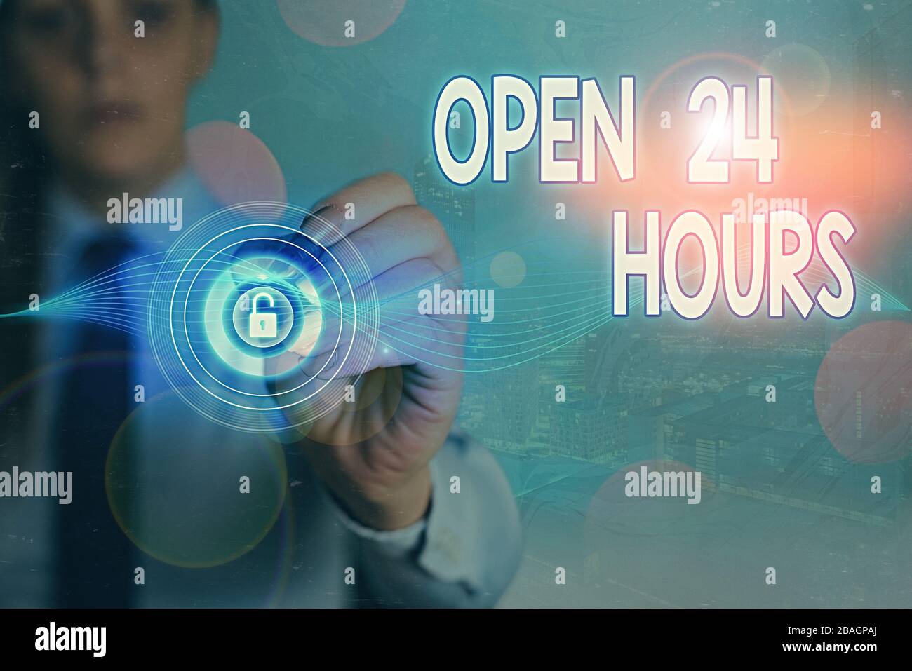 Conceptual hand writing showing Open 24 Hours. Concept meaning ...