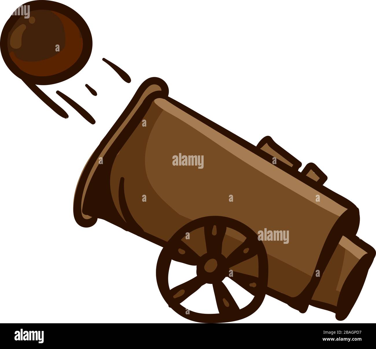 Cannon on a wheel, illustration, vector on white background Stock ...