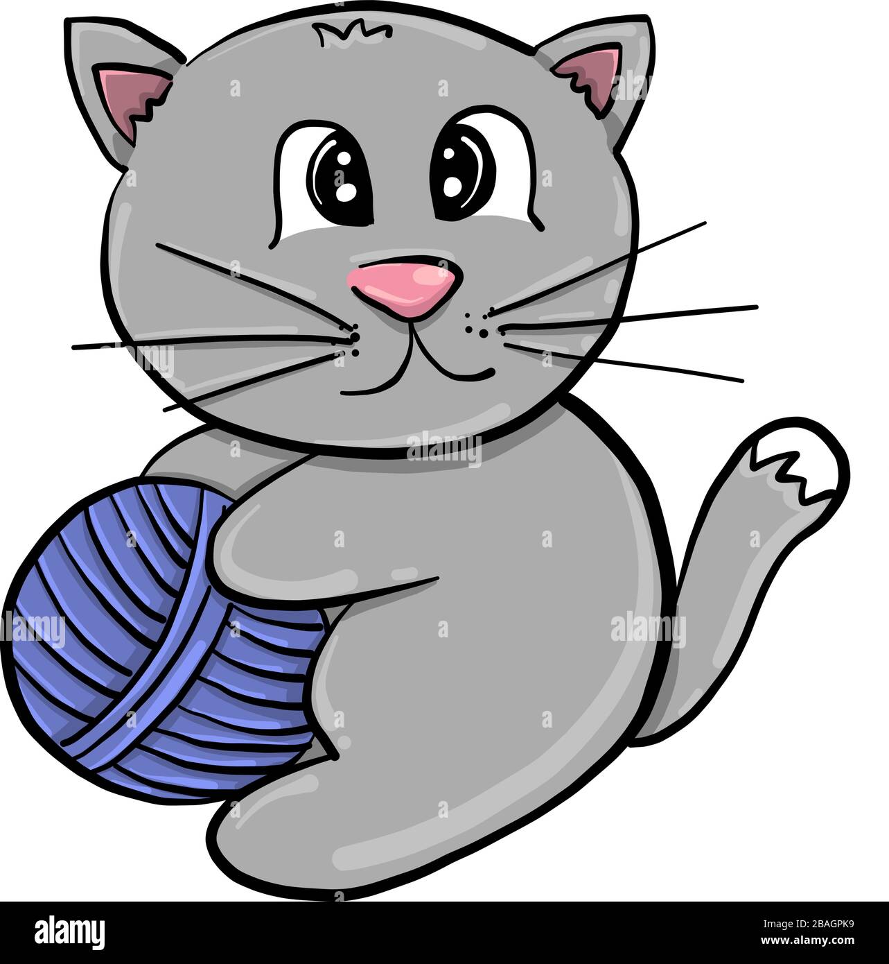 Cat with thread, illustration, vector on white background Stock Vector ...