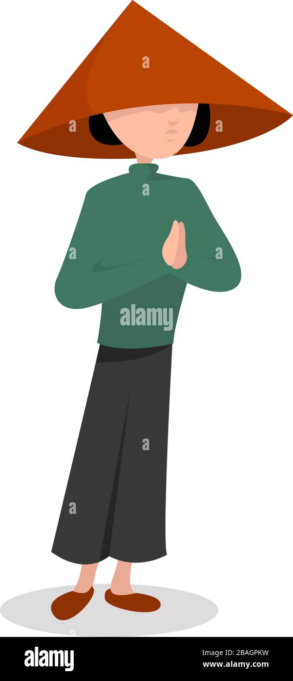 Chinese hat, illustration, vector on white background Stock Vector ...