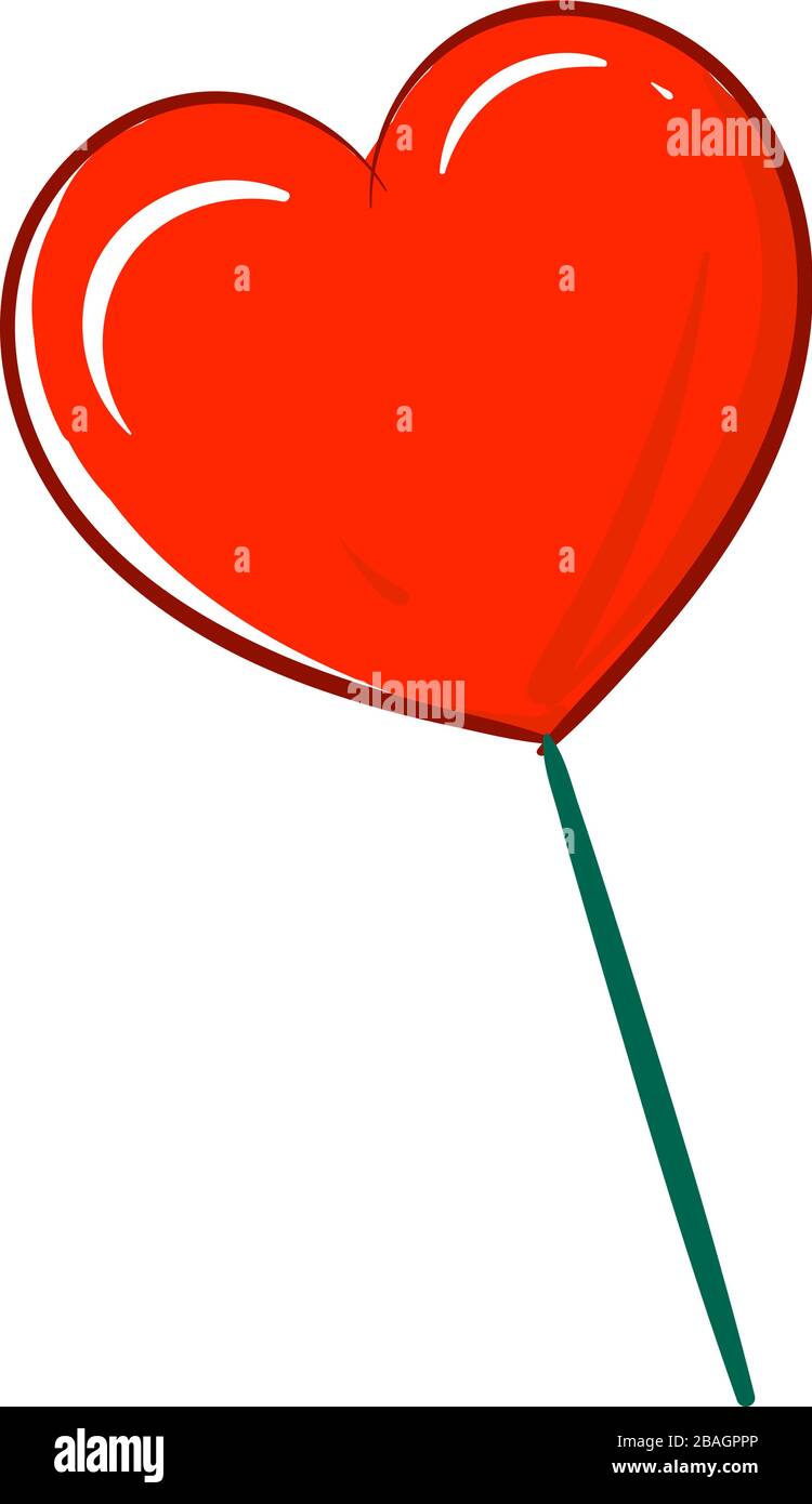 Heart on a stick, illustration, vector on white background Stock Vector ...