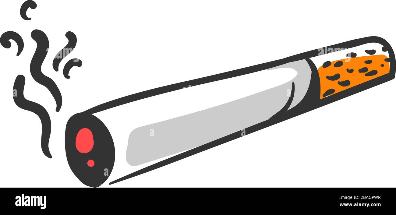 Cigarette drawing, illustration, vector on white background Stock ...