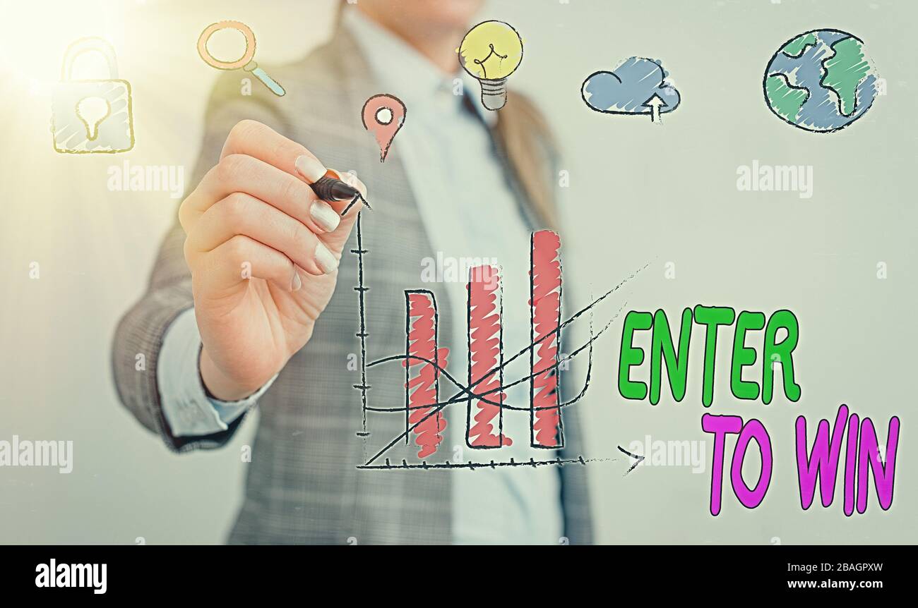 Conceptual hand writing showing Enter To Win. Concept meaning ...