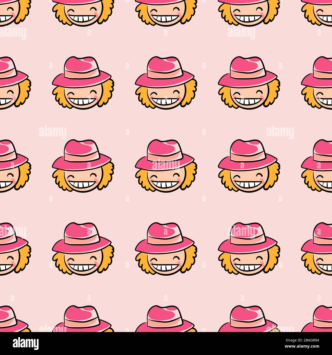 Cute face pattern, illustration, vector on white background Stock ...
