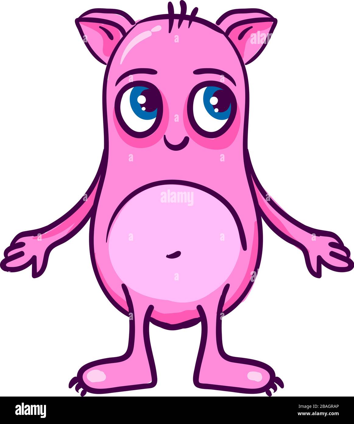 Cute pink monster, illustration, vector on white background Stock ...