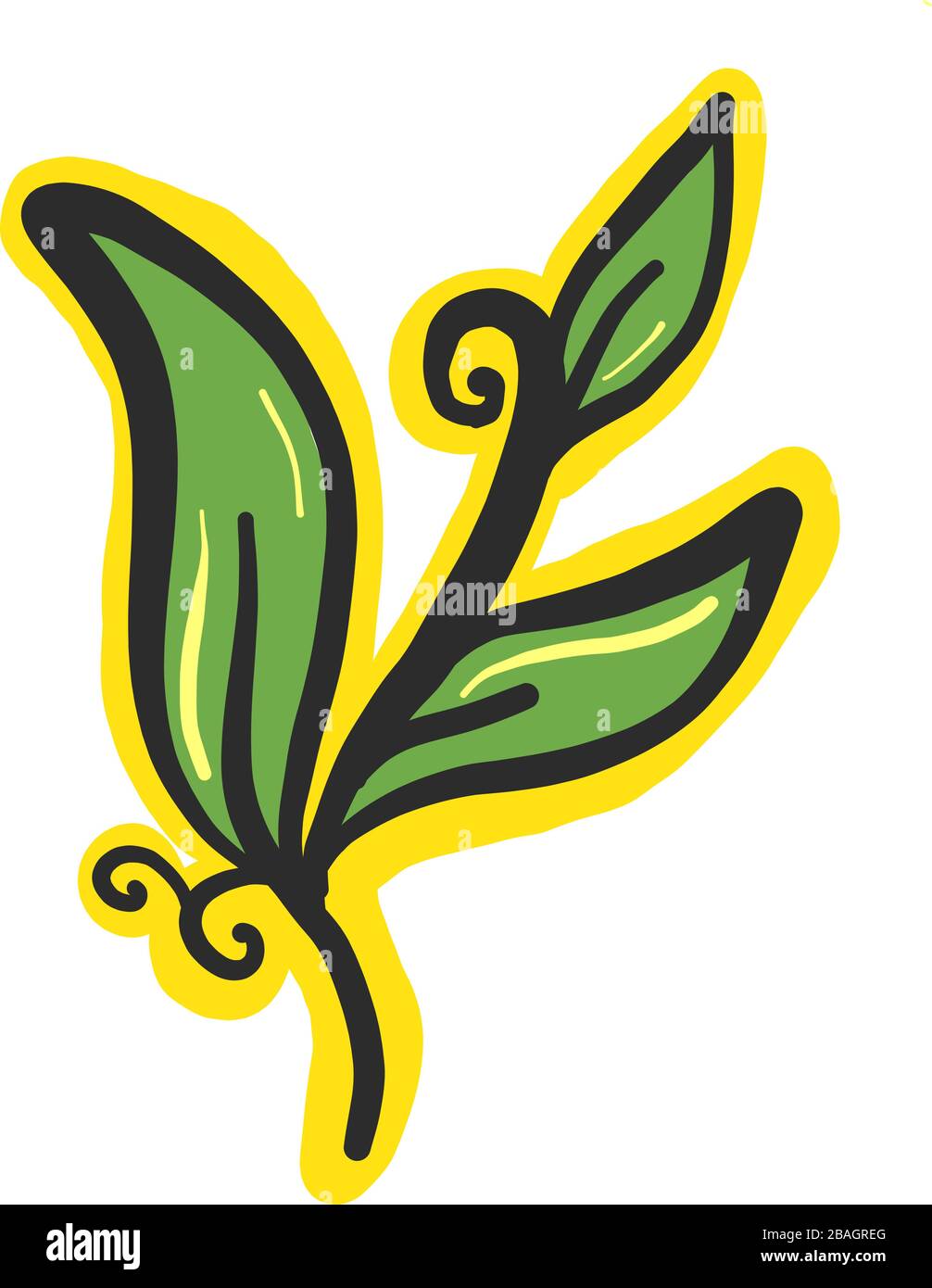Decorative leaves, illustration, vector on white background Stock ...