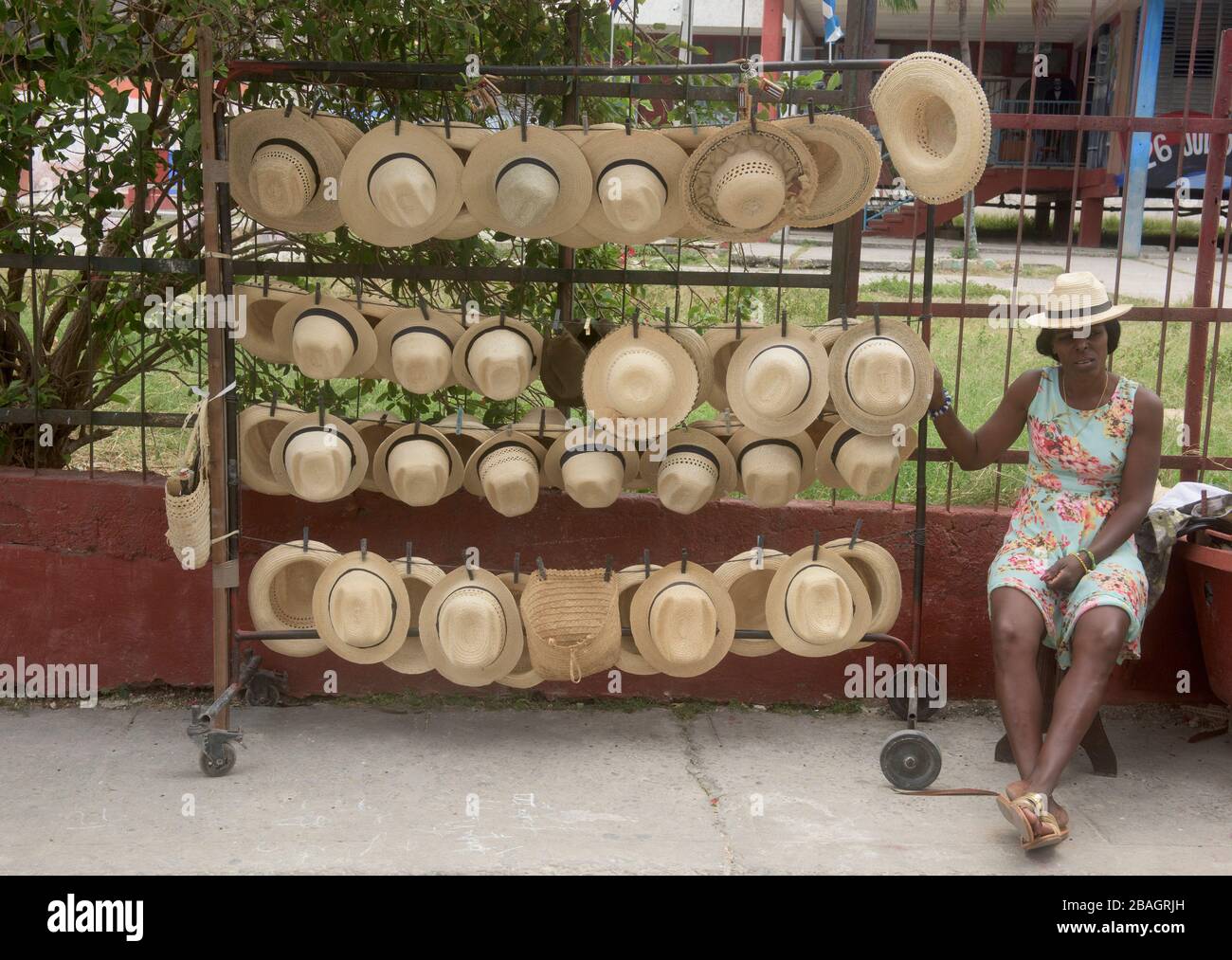 Hat vendor in Calleton Hamel, Havana, Cuba Stock Photo - Alamy