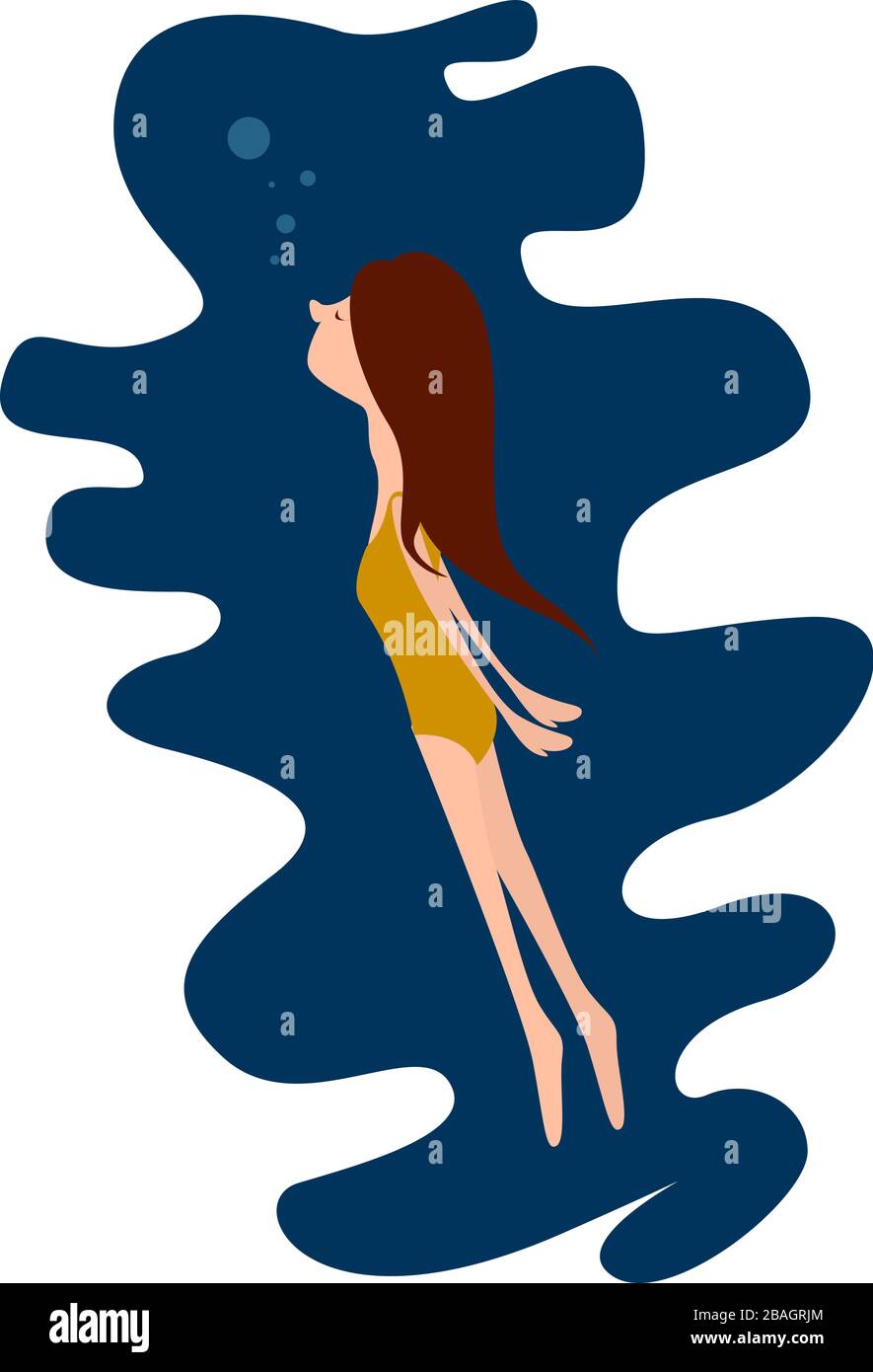 Girl swimming, illustration, vector on white background Stock Vector ...