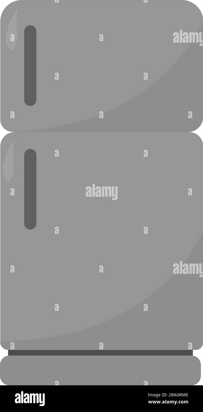 Grey fridge, illustration, vector on white background Stock Vector ...