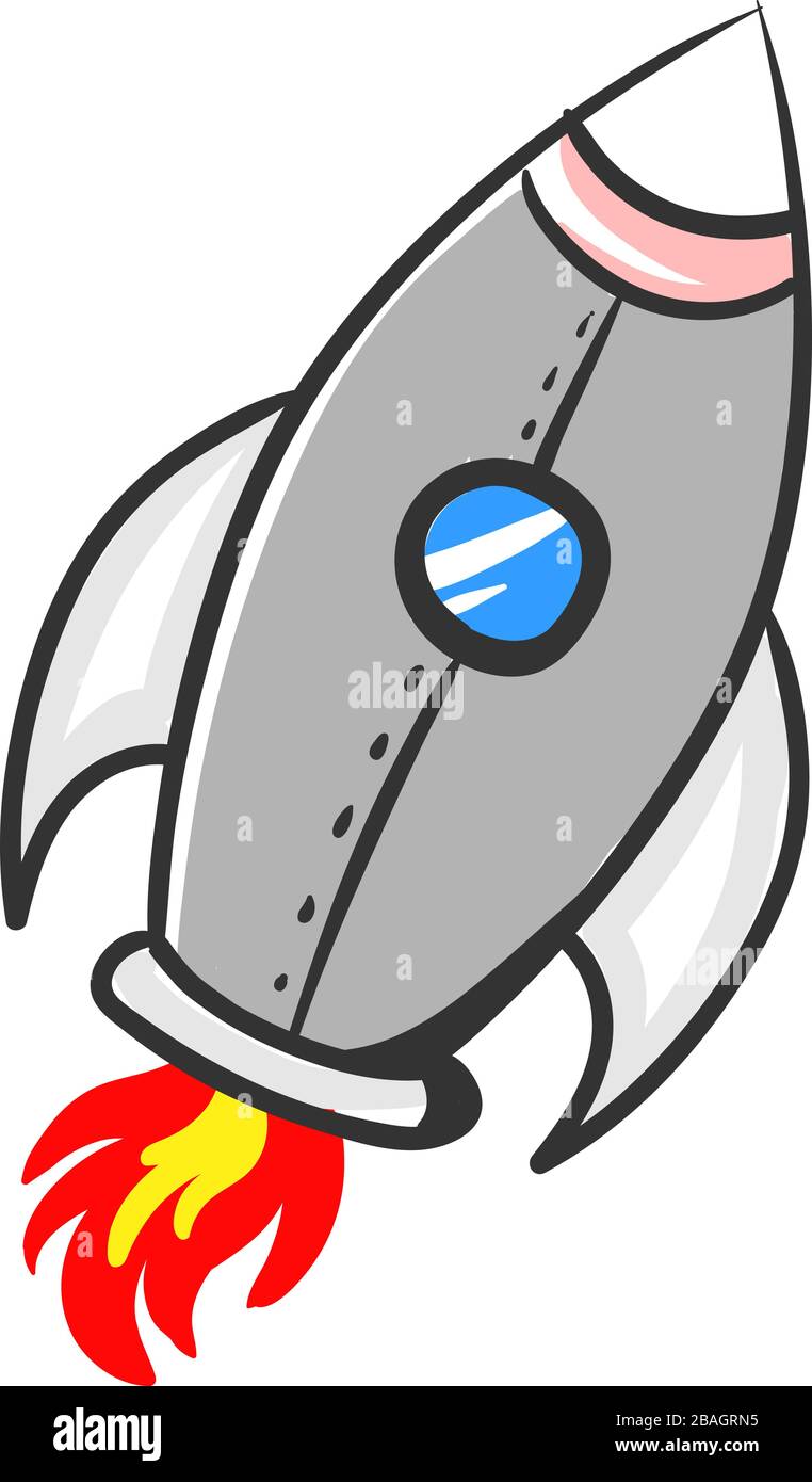 Grey space rocket, illustration, vector on white background Stock ...