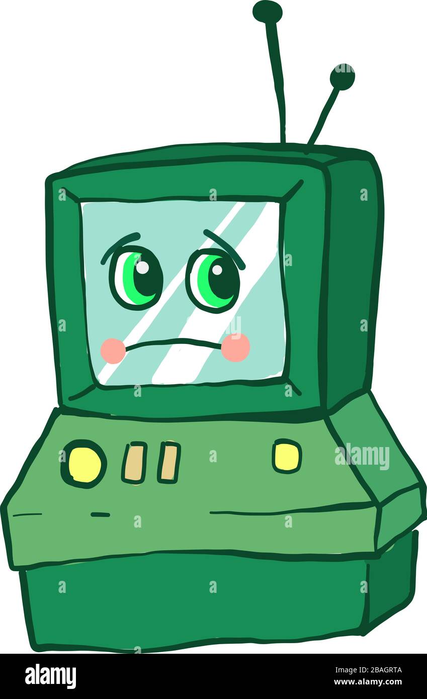Sad robot, illustration, vector on white background Stock Vector Image ...