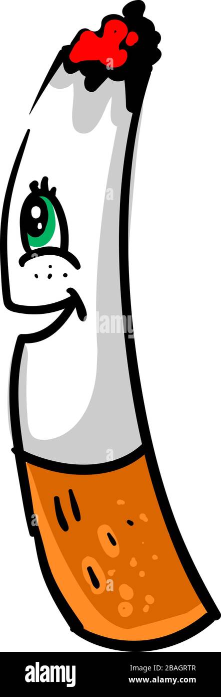 Happy cigarette, illustration, vector on white background Stock Vector ...
