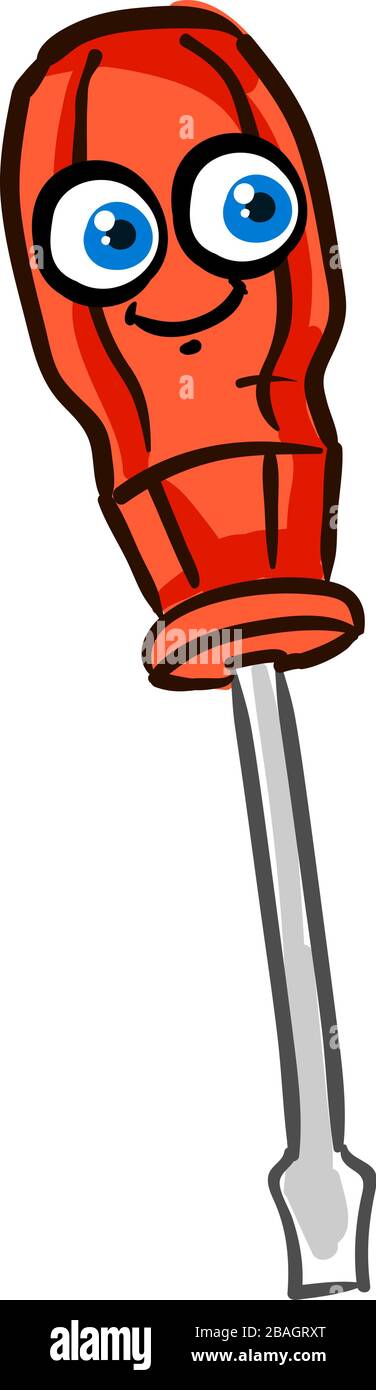 Red screwdriver, illustration, vector on white background Stock Vector ...