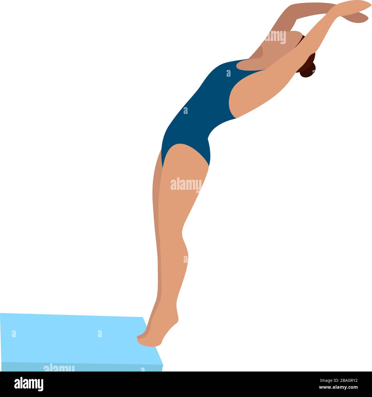 Jumping in water, illustration, vector on white background Stock Vector ...