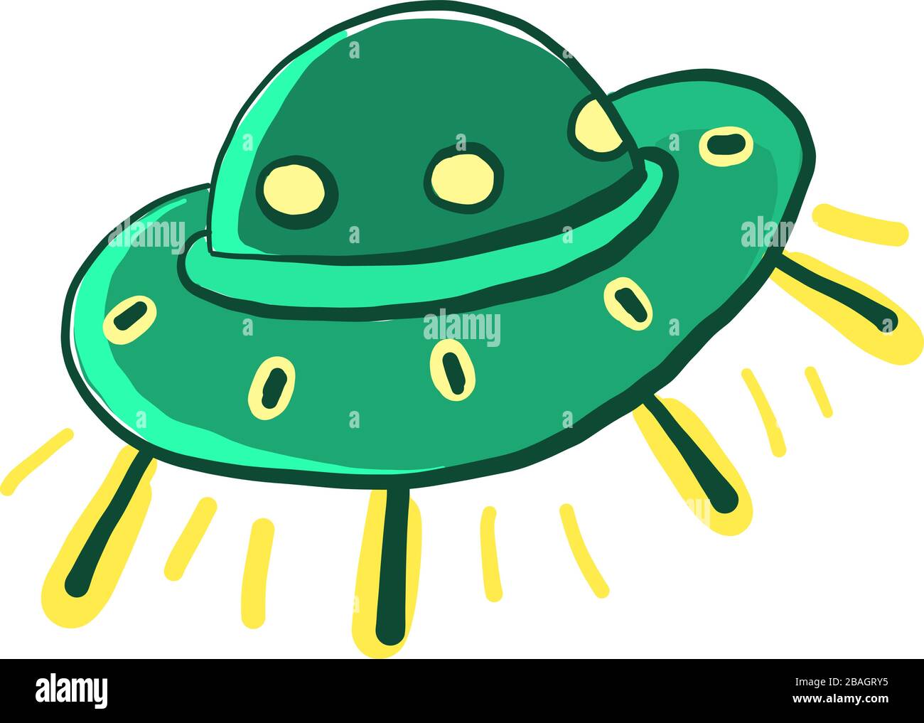 Green UFO, illustration, vector on white background Stock Vector Image ...