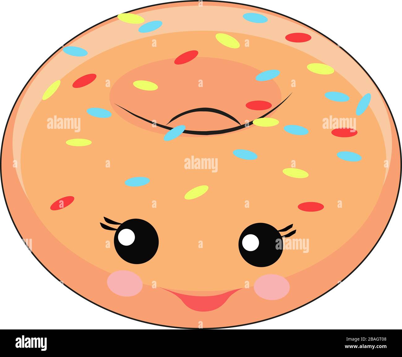 Cute donut, illustration, vector on white background Stock Vector Image ...