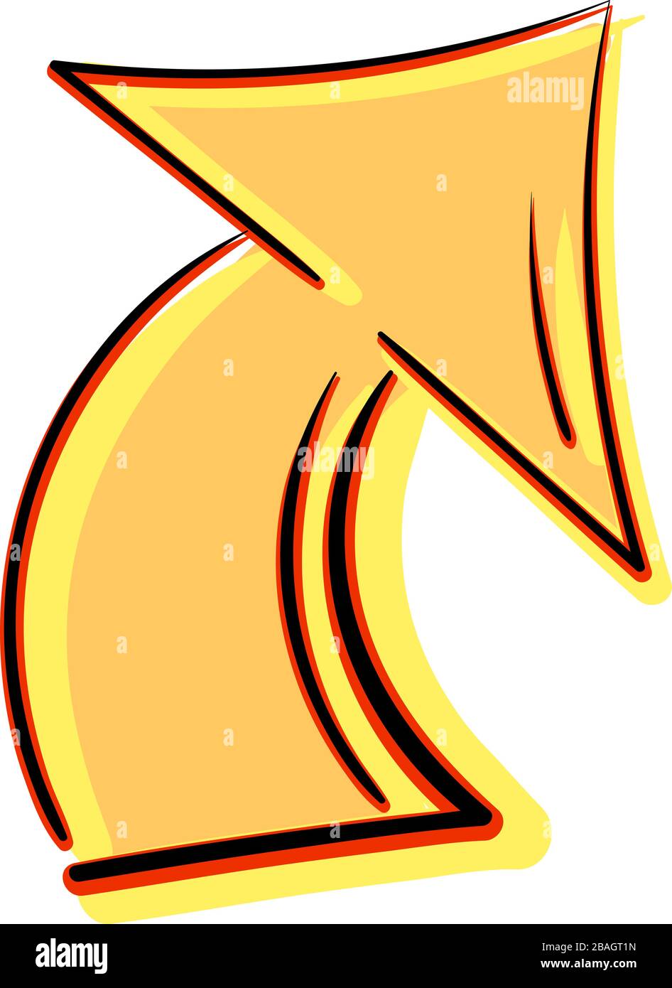 Yellow arrow, illustration, vector on white background Stock Vector ...