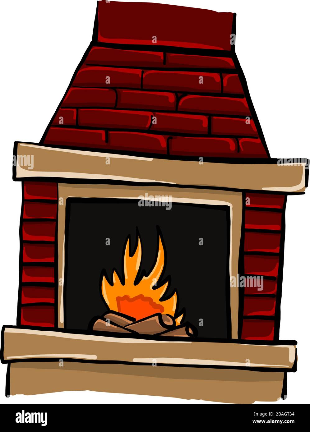 Fireplace, illustration, vector on white background Stock Vector Image ...