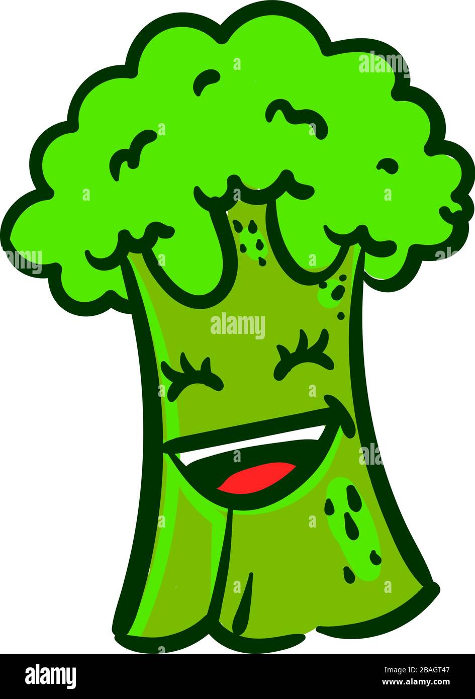 Happy broccoli, illustration, vector on white background Stock Vector ...