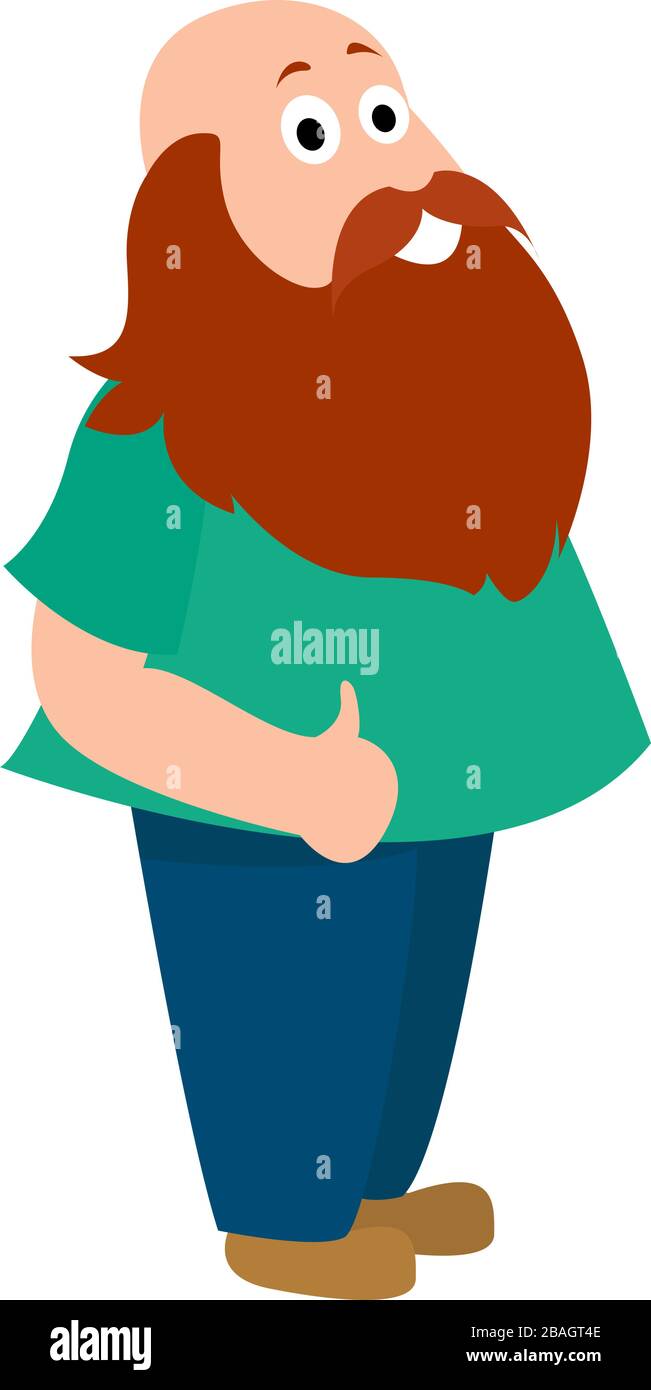 Happy man with beard, illustration, vector on white background Stock ...