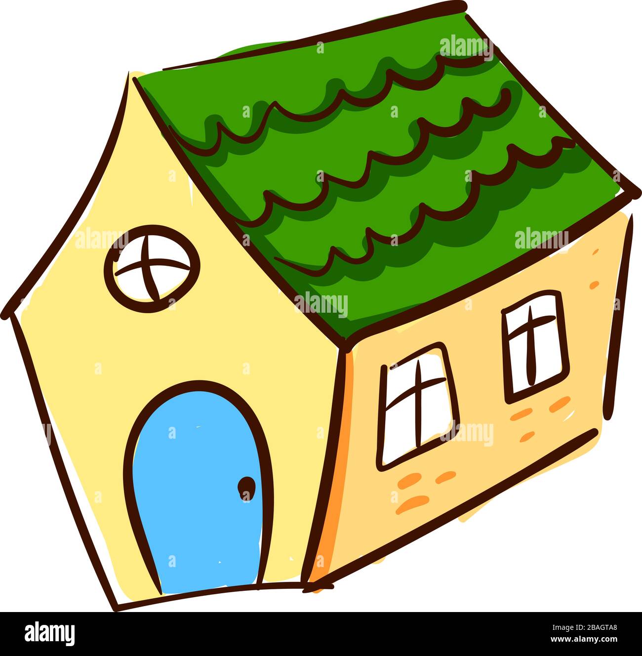 Yellow house, illustration, vector on white background Stock Vector ...