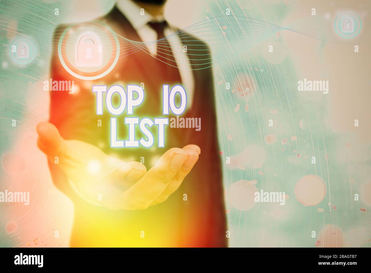 Writing note showing Top 10 List. Business concept for the ten most ...