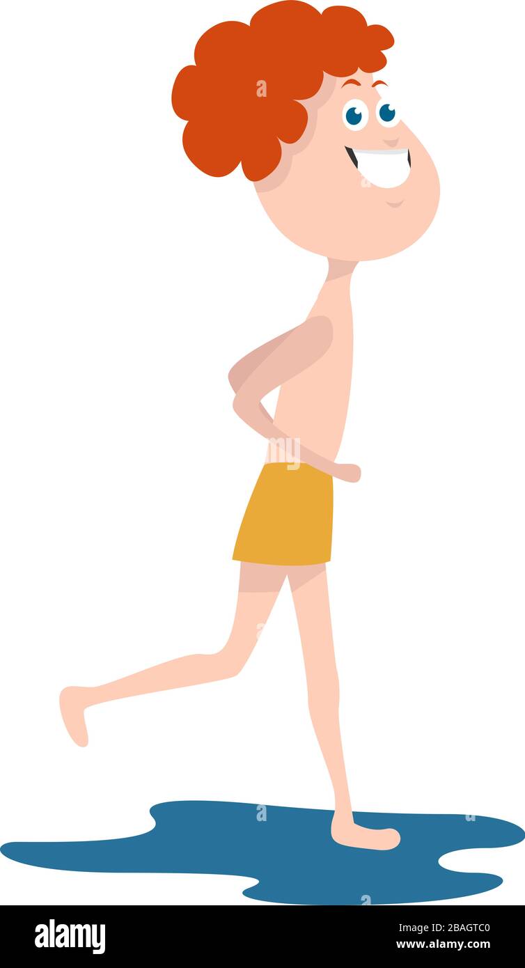 Boy jogging, illustration, vector on white background Stock Vector ...