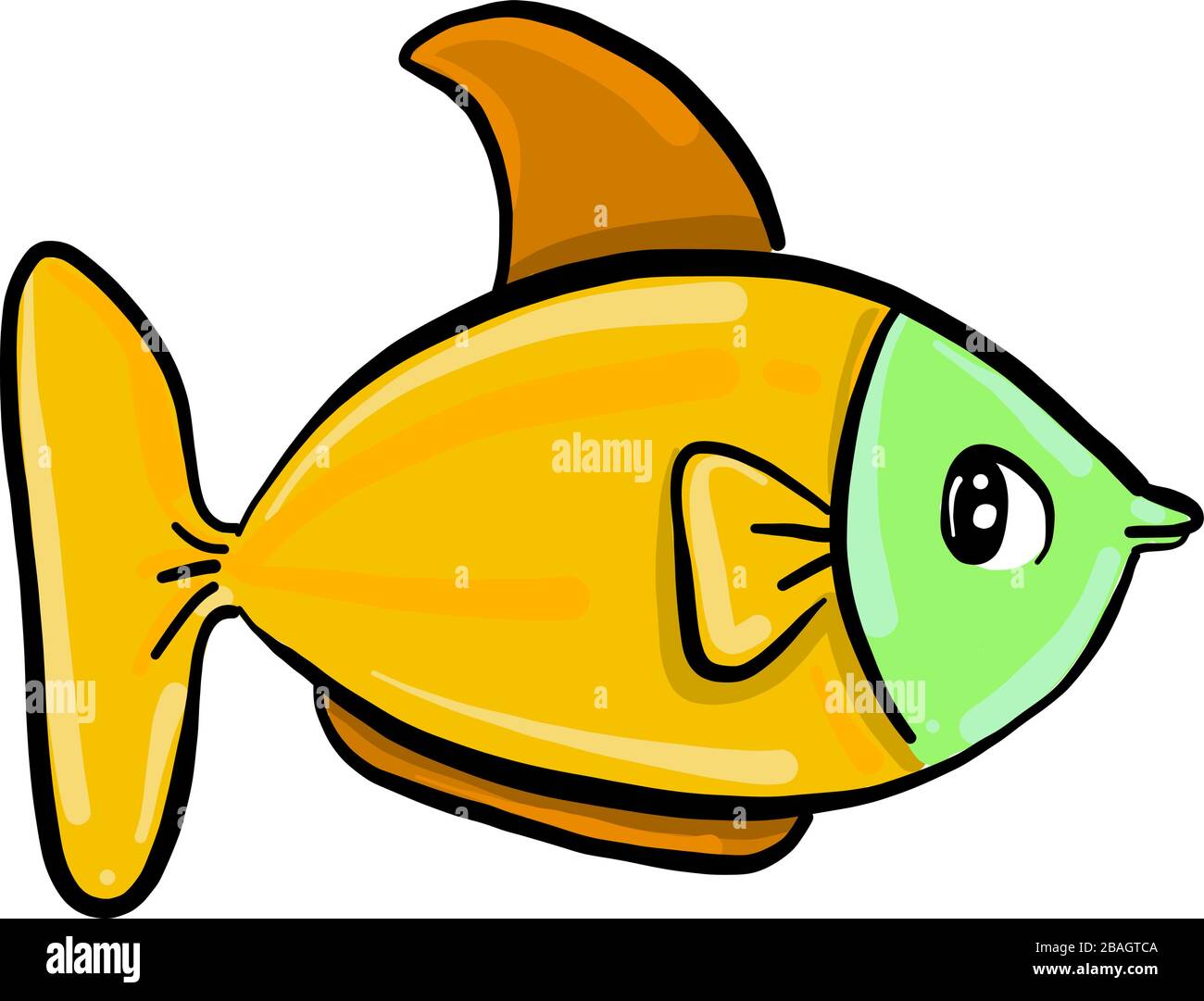 Yellow fish, illustration, vector on white background Stock Vector ...
