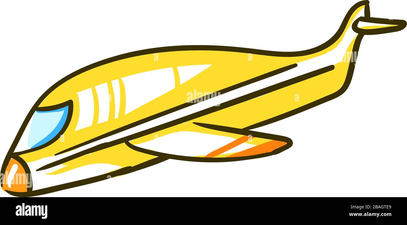 Yellow plane, illustration, vector on white background Stock Vector ...