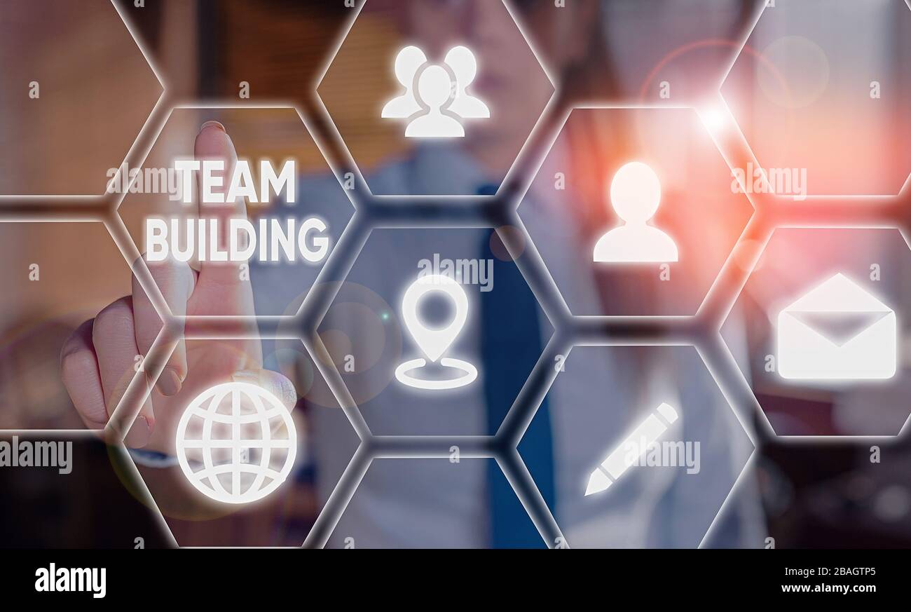 Text sign showing Team Building. Business photo showcasing various ...