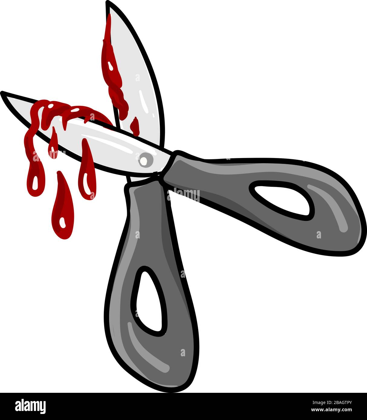Bloody scissors, illustration, vector on white background Stock Vector ...