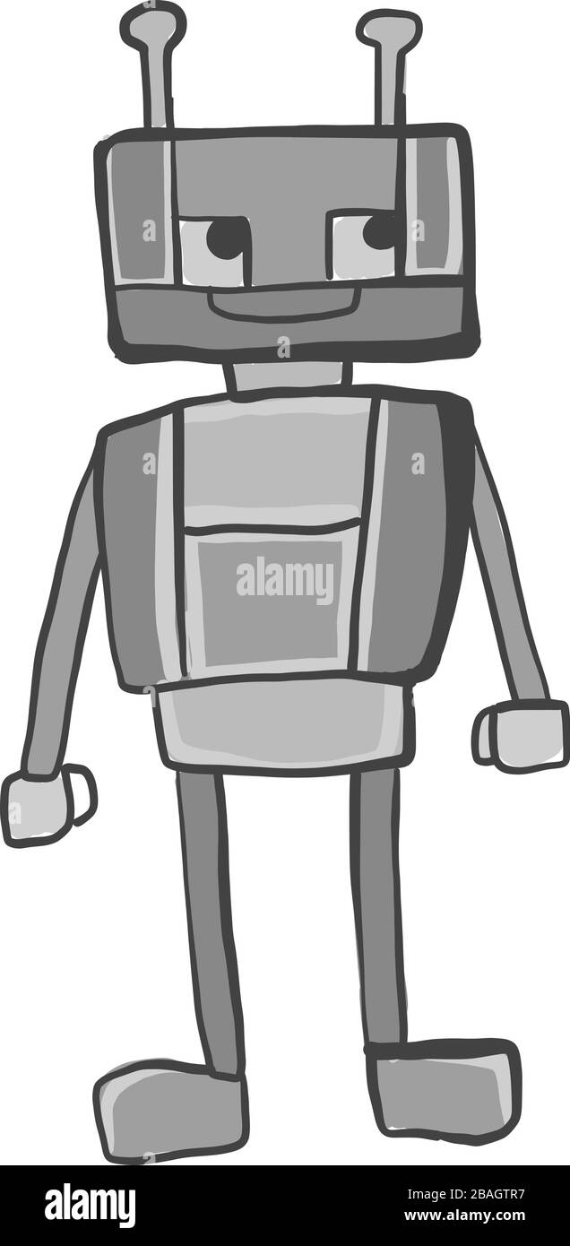 Grey robot, illustration, vector on white background Stock Vector Image ...