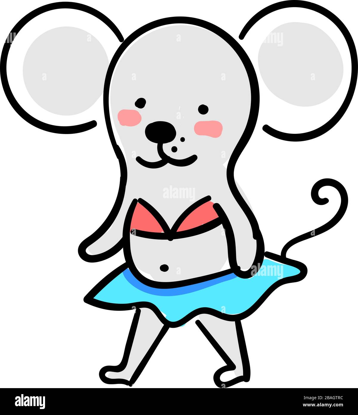 Mouse with dress, illustration, vector on white background Stock Vector ...