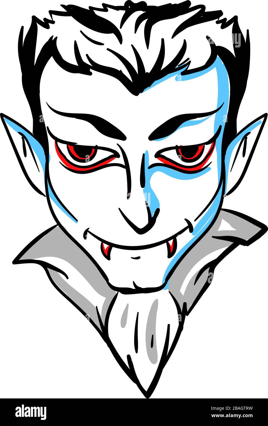 Vampire head, illustration, vector on white background Stock Vector ...
