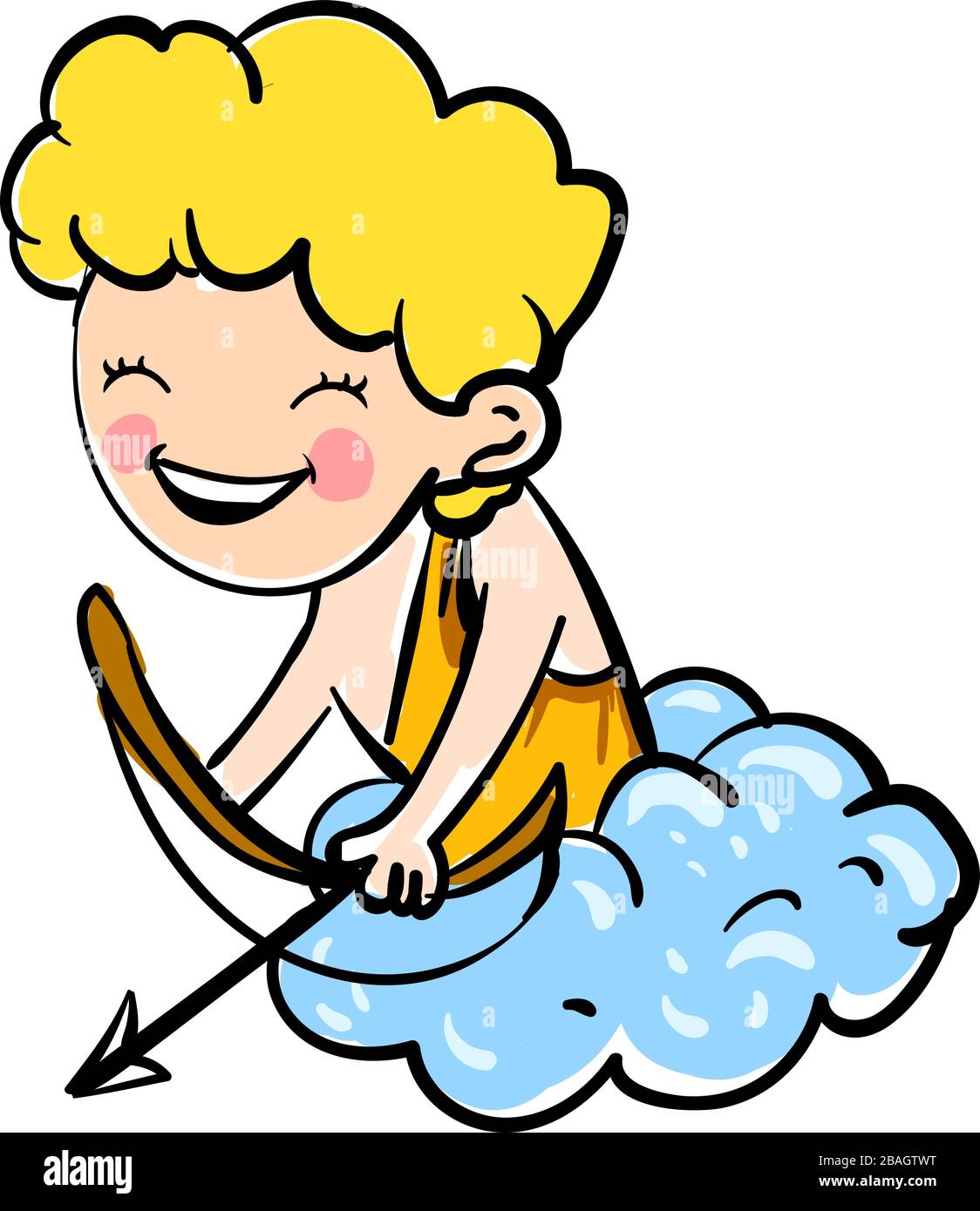 Happy Cupid, illustration, vector on white background Stock Vector ...