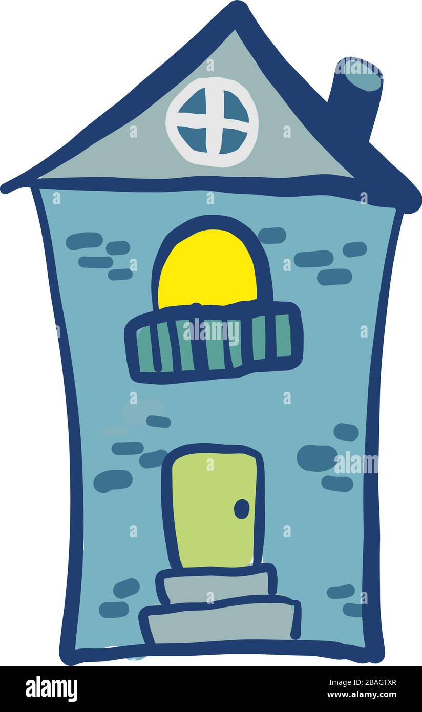 Blue house, illustration, vector on white background Stock Vector Image ...