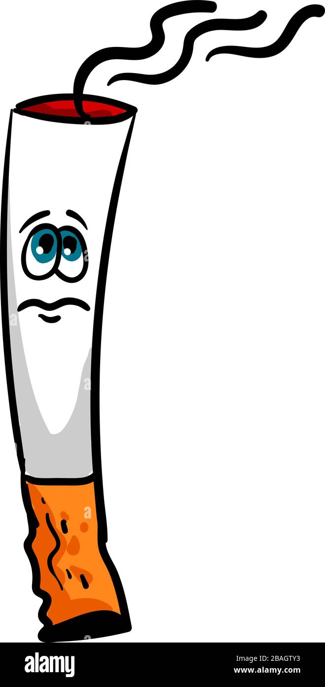 Long sad cigarette, illustration, vector on white background Stock ...