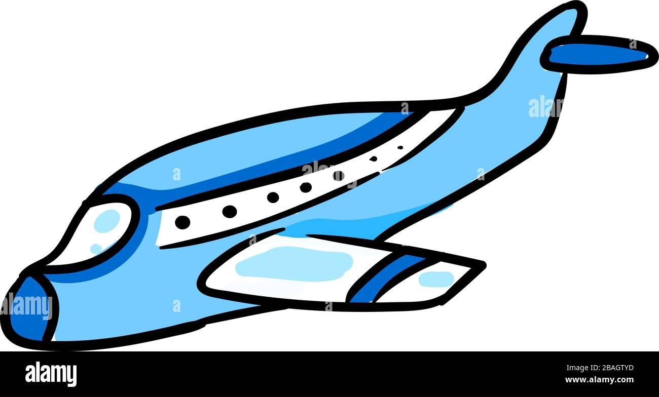 Blue airplane, illustration, vector on white background Stock Vector ...