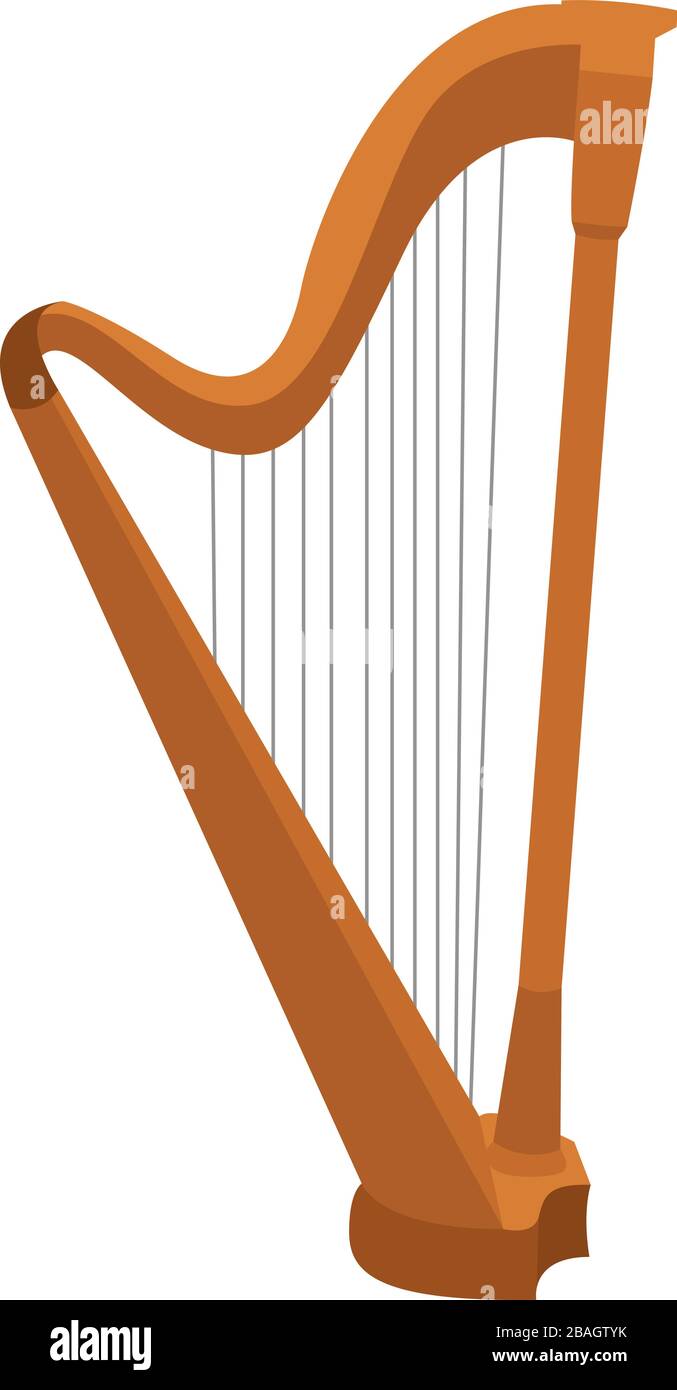Harp instrument, illustration, vector on white background Stock Vector ...