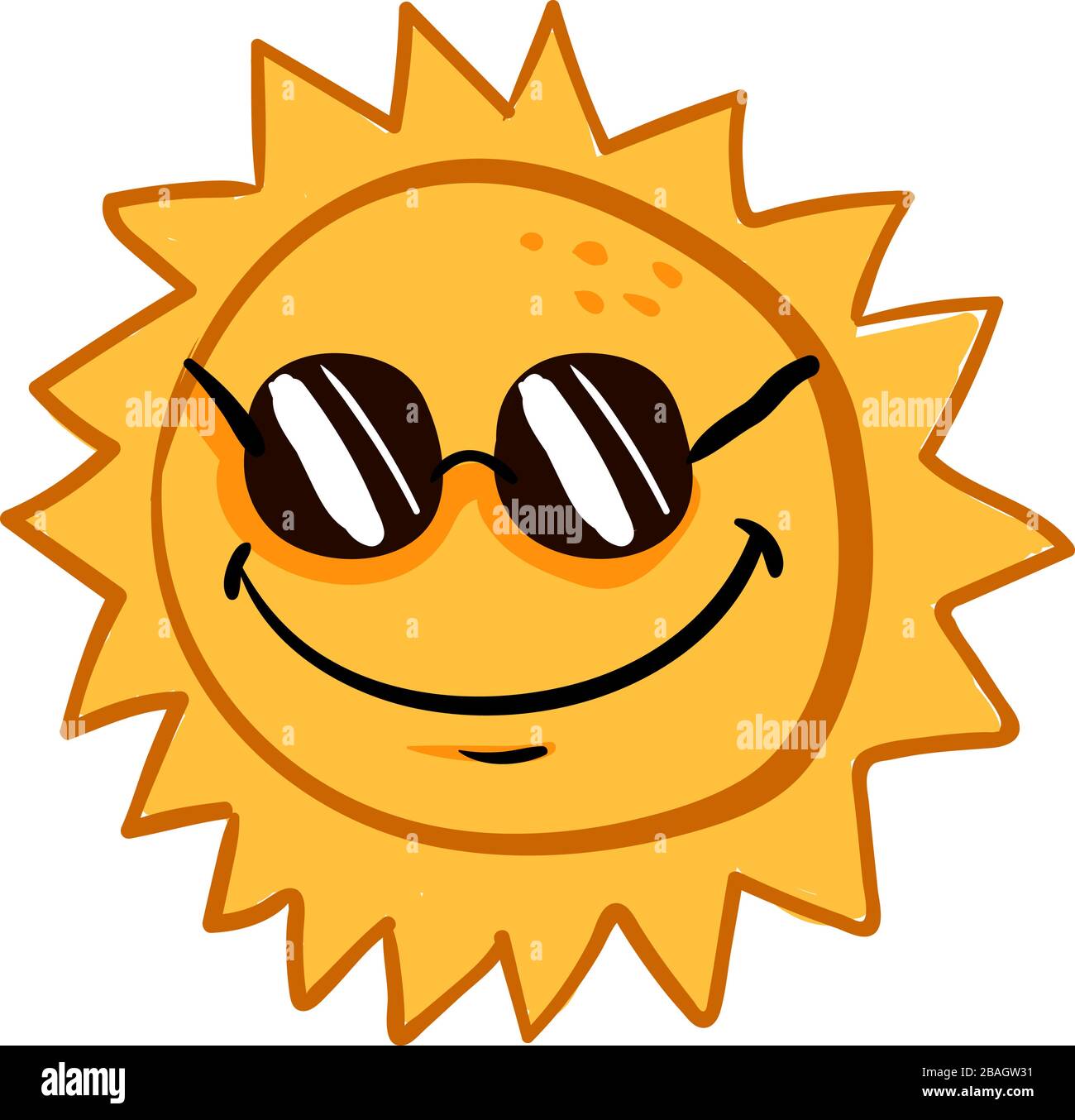 Sun with sunglasses, illustration, vector on white background Stock ...