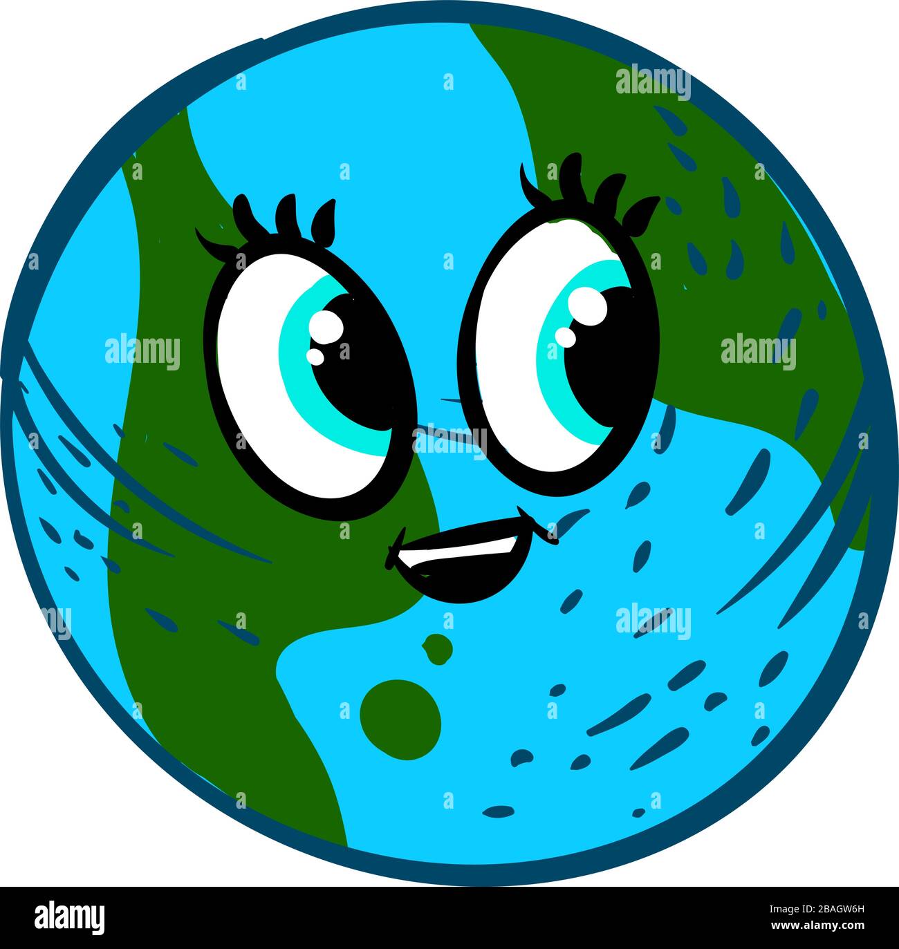 Happy planet earth, illustration, vector on white background Stock ...