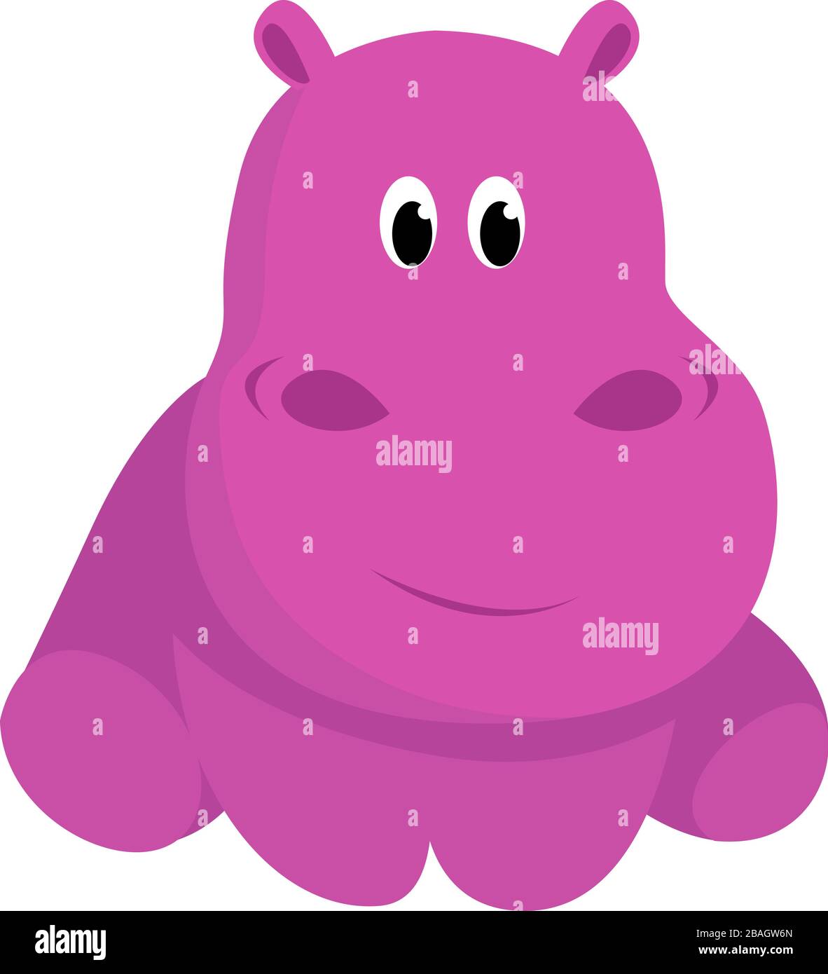 Pink hippo, illustration, vector on white background Stock Vector Image ...