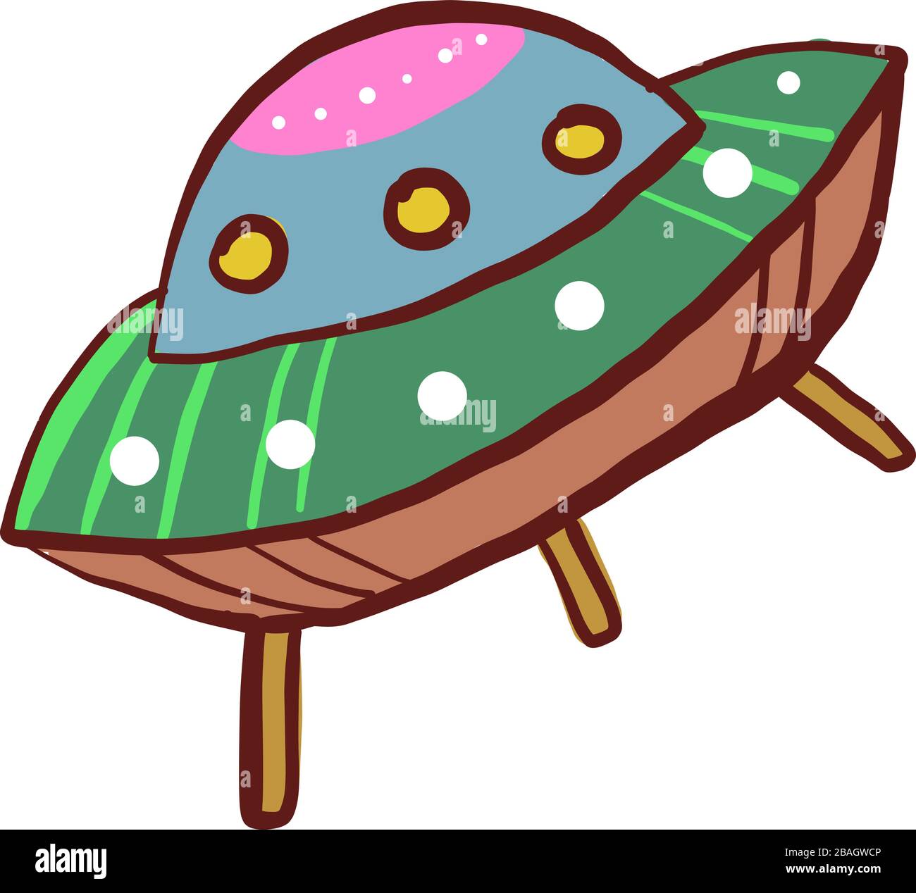 Multicolored UFO, illustration, vector on white background Stock Vector ...