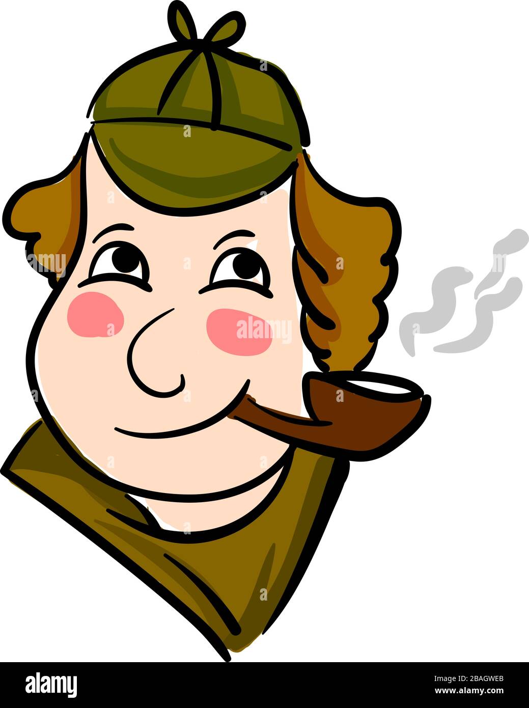 Happy detective, illustration, vector on white background Stock Vector ...