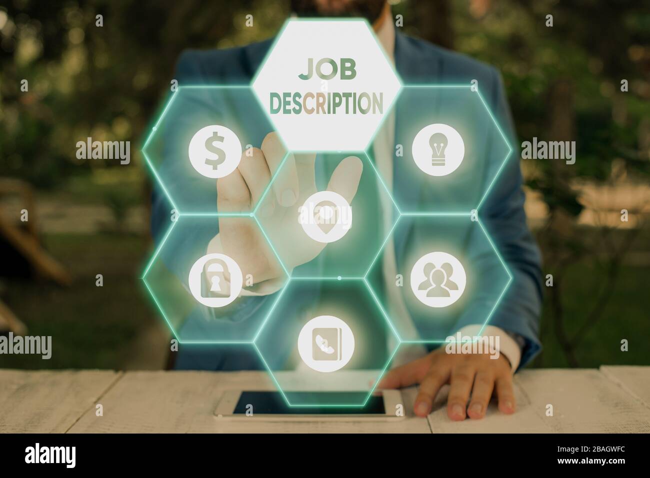 Writing note showing Job Description. Business concept for a formal ...