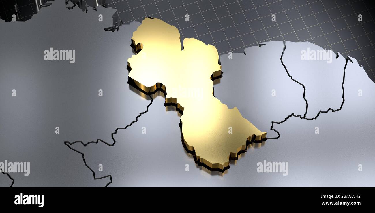 Guyana map outline hi-res stock photography and images - Alamy