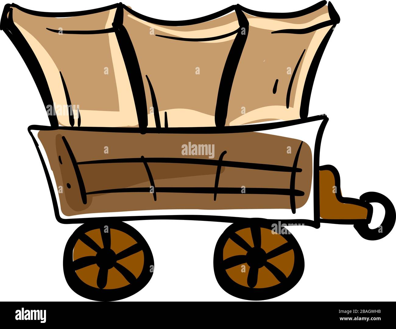Wooden wagon, illustration, vector on white background Stock Vector ...