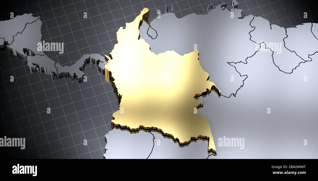 Colombia - country shape - 3D illustration Stock Photo - Alamy