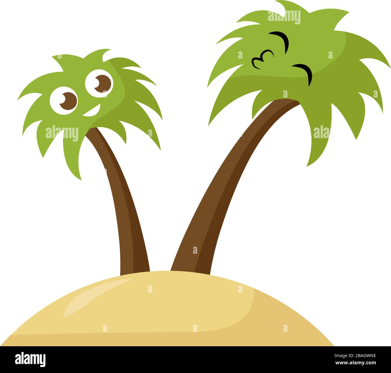 Palms in island, illustration, vector on white background Stock Vector ...
